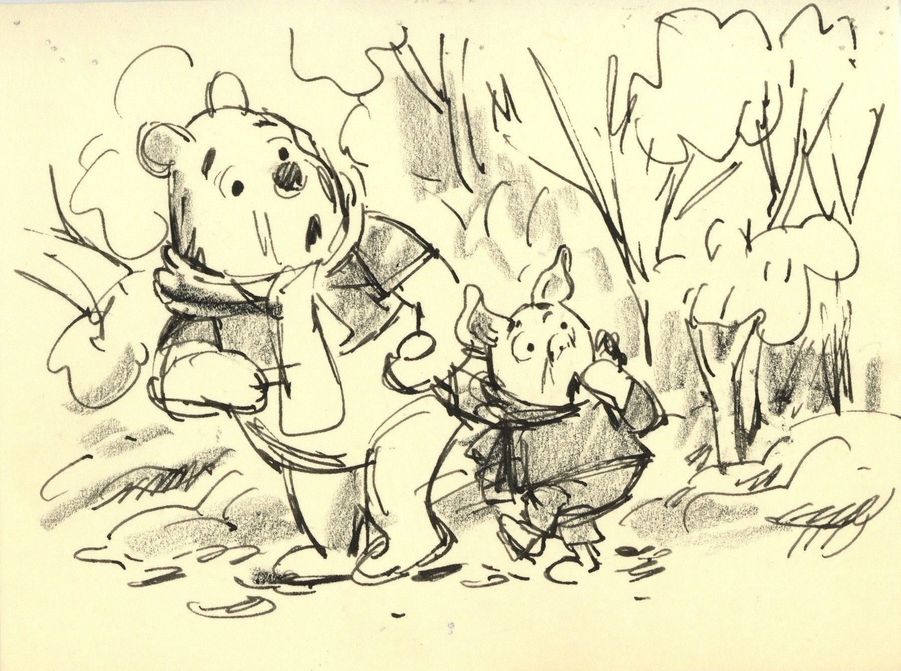 Winnie the Pooh and Tigger Too Original Storyboard Drawing: Pooh and P ...